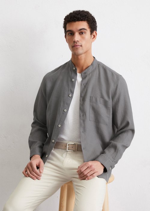 Chemise regular en pur lin - gris | Chemises à manches longues | MARC O ...
