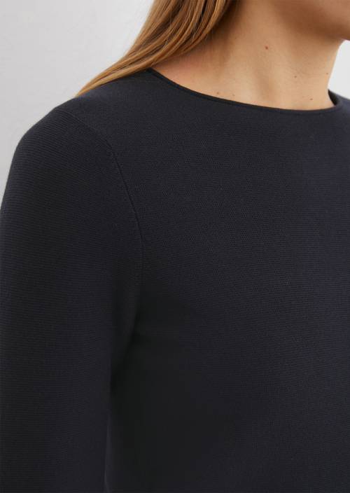 Knitted sweater slim made from soft organic cotton - blue | Crew neck ...