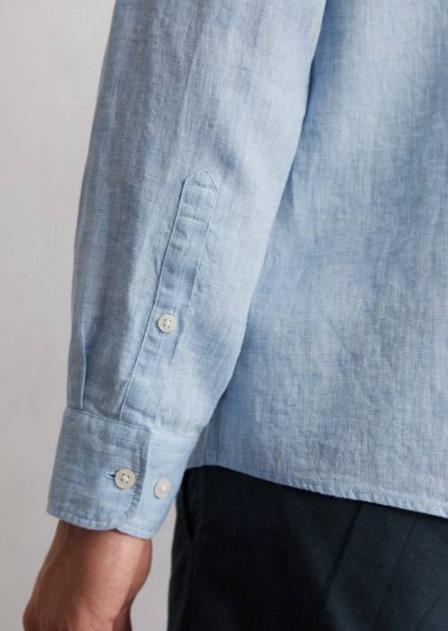 Chemise shaped en pur lin - bleu | Chemises à manches longues | MARC O’POLO