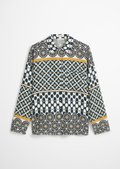 Print linen blouse regular made of light quality - white | Linen ...