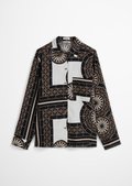 Print linen blouse regular made of light quality - white | Linen ...