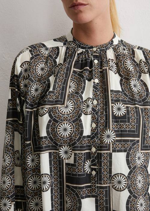 Relaxed print shirt dress made from lightweight cotton voile ...