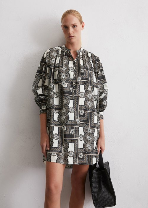 Relaxed print shirt dress made from lightweight cotton voile ...