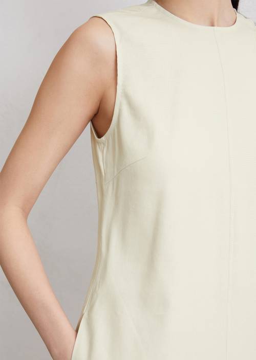 Flared shift dress made from linen-viscose stretch - beige | Mini ...