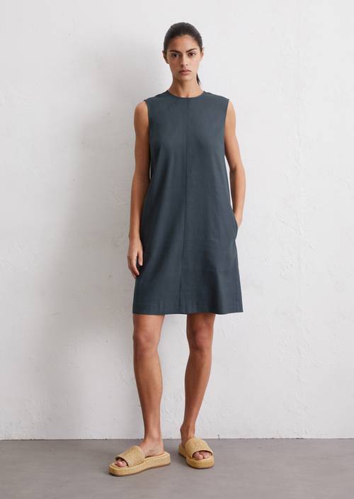 Flared shift dress made from linen-viscose stretch - blue | Mini ...