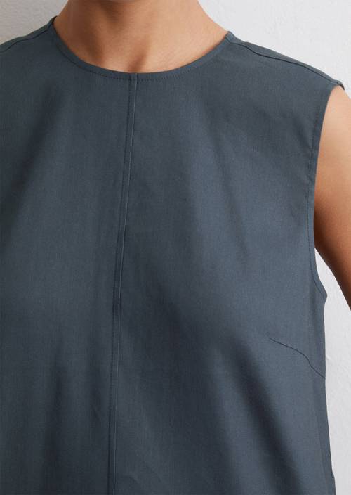 Flared shift dress made from linen-viscose stretch - blue | Mini ...
