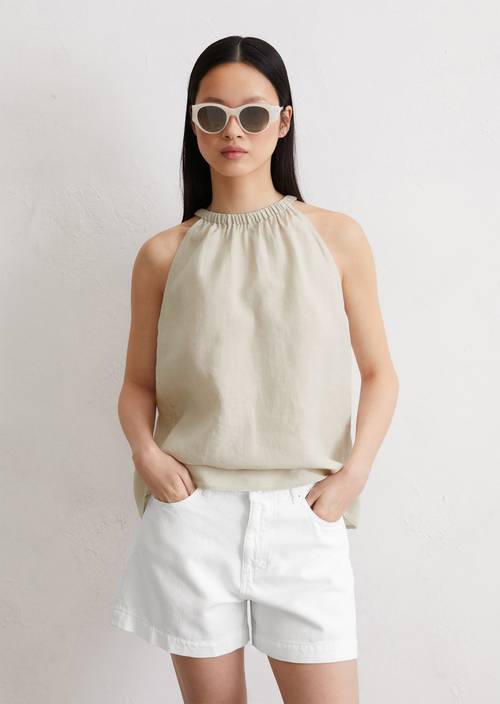 Flared linen top flared made of light quality - beige | Linen blouses ...