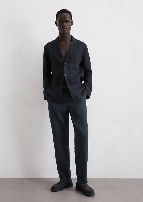 Pantalon modèle Belsbo relaxed en pur lin - bleu | Pantalons en lin ...