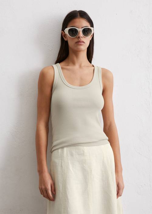 Regular tank top made from stretchy ribbed jersey - beige | Tops | MARC ...