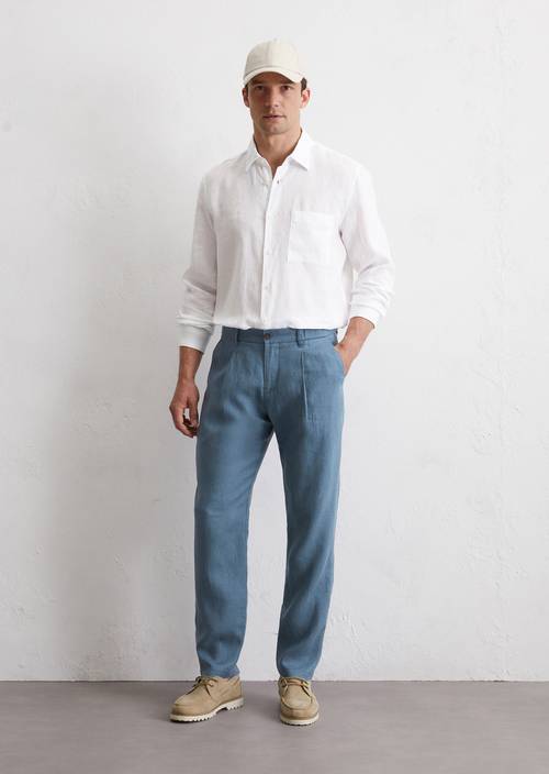 Linen pants model Osby jogger pleats with an elasticated waistband ...