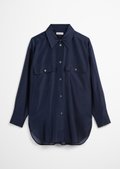 Bluse oversized aus TENCEL™ Lyocell-Mix - weiss | Langarm | MARC O’POLO