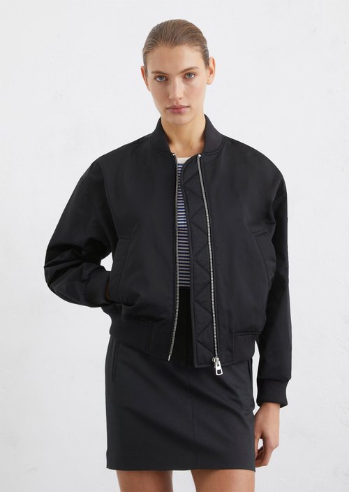 Blouson style aviateur regular en sergé de polyester recyclé - bleu ...