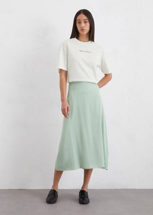 Satin skirt relaxed made from flowing viscose stretch - green | Midi ...