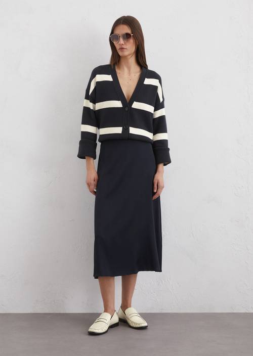 Satin skirt relaxed made from flowing viscose stretch - blue | Midi ...