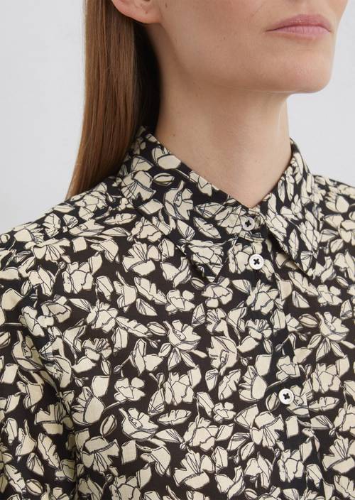 Relaxed print long-sleeved blouse made from silky-touch voile quality ...