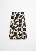 Flared print satin skirt made from viscose stretch - multicolor | Midi ...