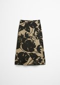 Flared print satin skirt made from viscose stretch - multicolor | Midi ...