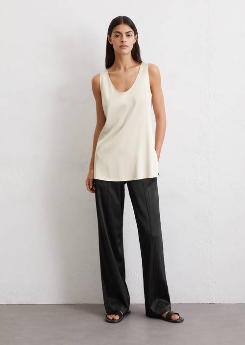 Satin top regular made from viscose stretch - white | Blouses | MARC O’POLO