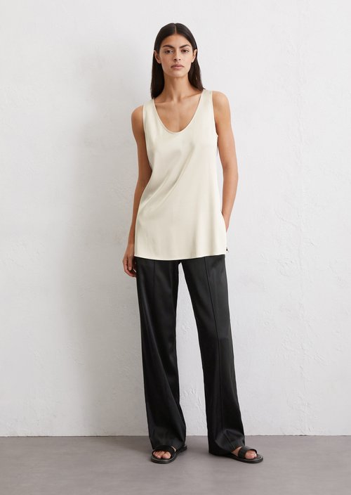 Top satinado regular de viscosa elástica - blanco | Blusas | MARC O’POLO