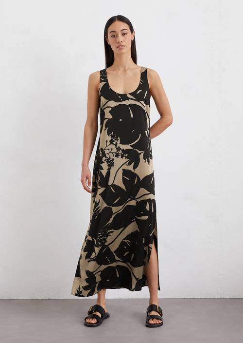 Satin dress regular made from printed viscose stretch - multicolor ...