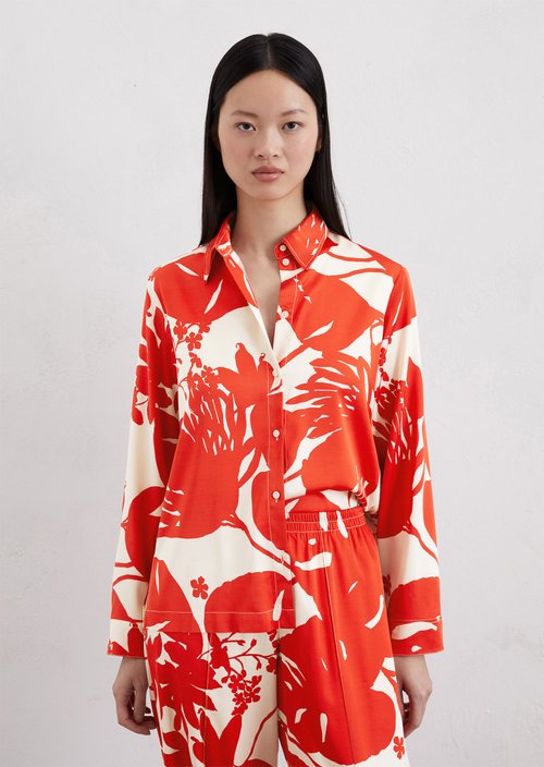 Chemisier en satin imprimé regular en viscose stretch - multicolore ...