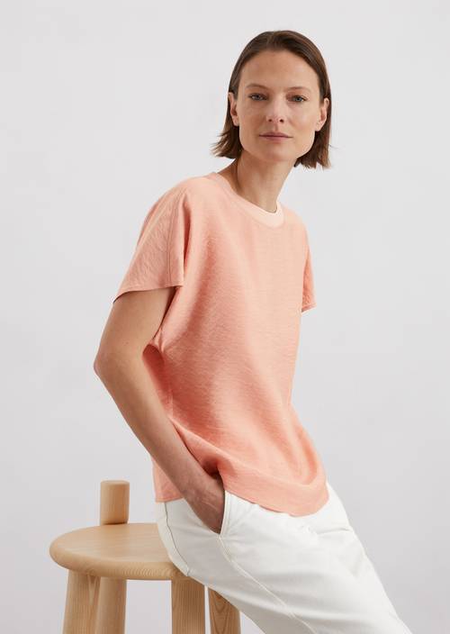 Blusenshirt regular aus Viskose-Mix-Crinkle - rot | Kurzarm | MARC O’POLO