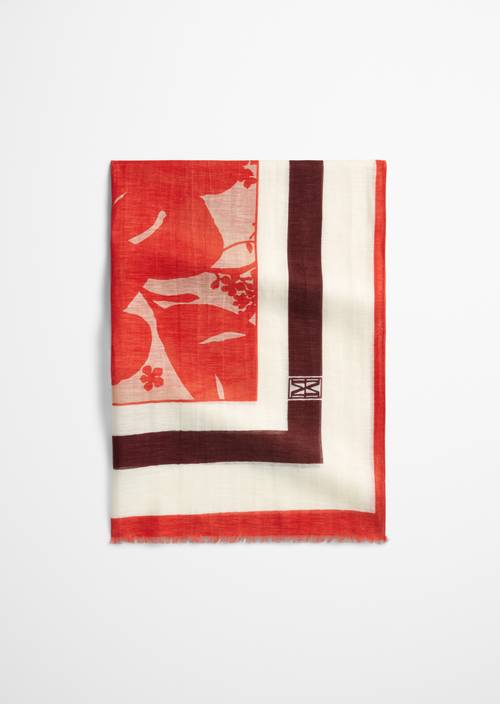 Foulard en coton et lin mélangés - rouge | Lin | MARC O’POLO