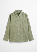 Chemise à col boutonné shaped en pur lin - verde | Chemises à imprimé ...