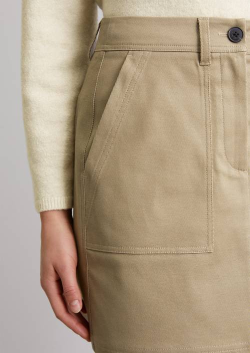Mini skirt regular made from organic cotton-lyocell stretch - beige ...