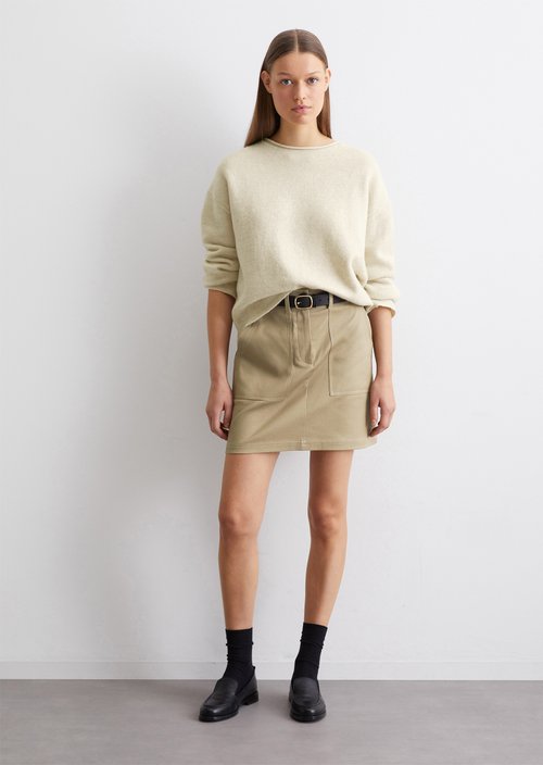 Mini skirt regular made from organic cotton-lyocell stretch - beige ...