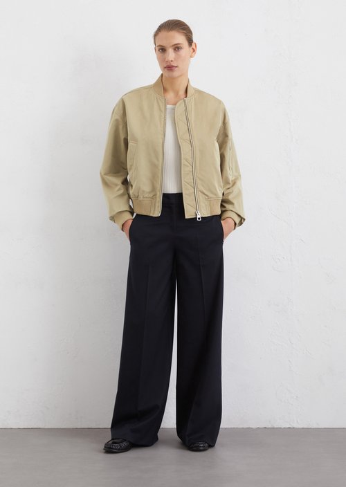 Blouson style aviateur regular en sergé de polyester recyclé - beige ...