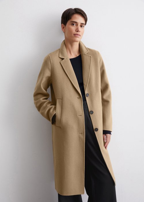 Regular single-breasted coat made from a double-face wool blend - beige ...
