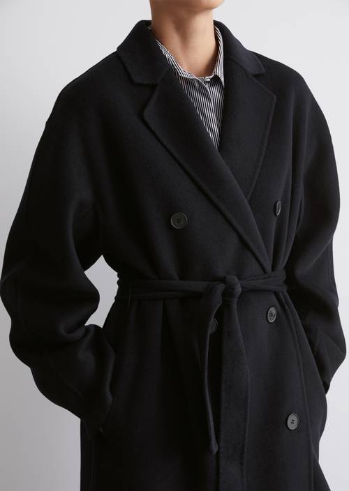 Relaxed double-breasted coat made from a double-face wool blend - blue ...