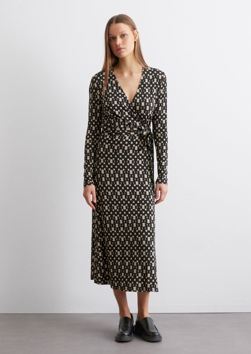 Jersey wrap dress with all-over print shaped made from stretchy viscose ...