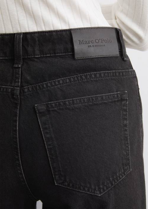 Jeans model Nelis wijd gemaakt van zwarte stijve denim - zwart | Wide ...