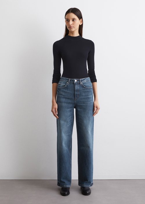 Jeans model Tolva wide long made from organic cotton blend stretch ...