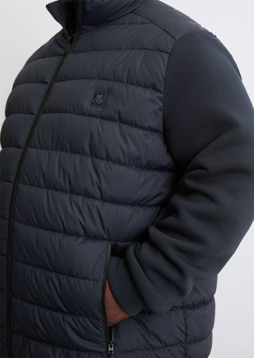 Quilted jacket regular with soft scuba sleeves - blue | Quilted jackets ...
