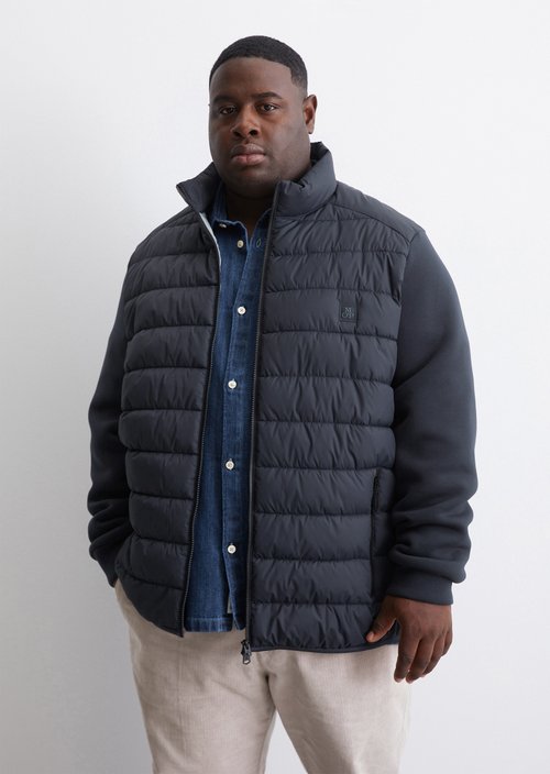 Quilted jacket regular with soft scuba sleeves - blue | Quilted jackets ...