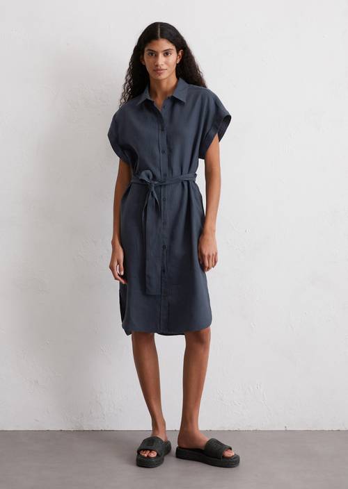 Leinenkleid relaxed mit Taillengürtel - blau | Mini | MARC O’POLO