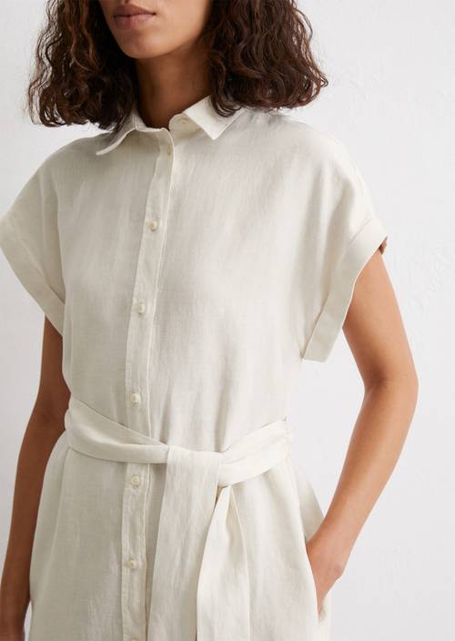 Vestido relajado de lino con cinturón - beige | Vestidos cortos | MARC ...