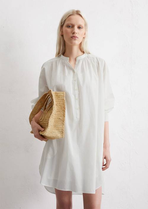 Relaxed shirt dress made from lightweight cotton voile - white | Mini ...
