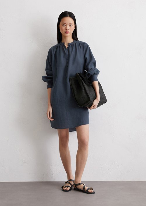Relaxed linen dress made of light quality - blue | Mini dresses | MARC ...