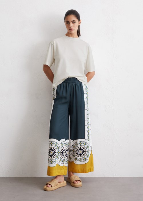 Wide print trousers from ECOVERO™ by LENZING™ - blue | Trousers | MARC ...