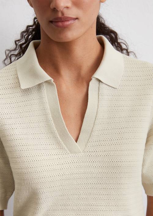 Regular polo gemaakt van ajour jersey - beige | Polo’s | MARC O’POLO