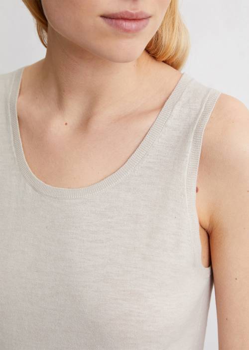 Fine knit top slim made from an organic cotton-linen blend - beige ...