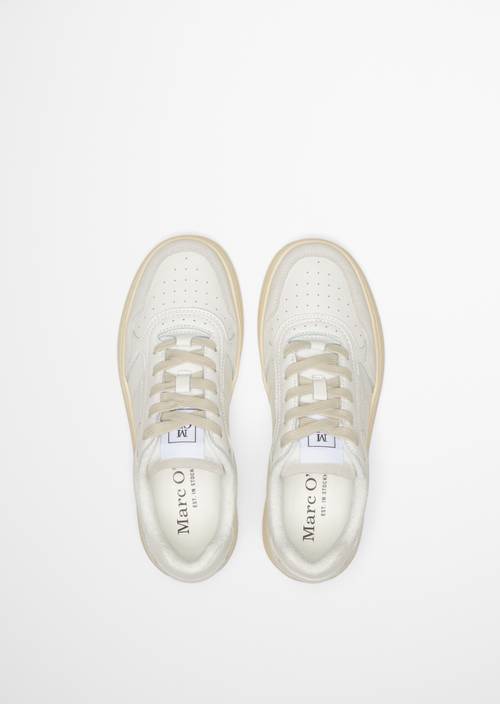 Sneaker made from high-quality cowhide - beige | Sneakers | MARC O’POLO