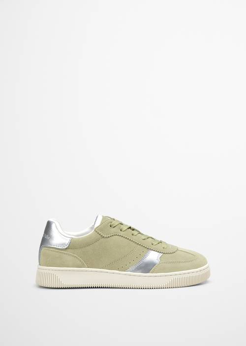 Sneaker made from high-quality cowhide - green | Sneakers | MARC O’POLO