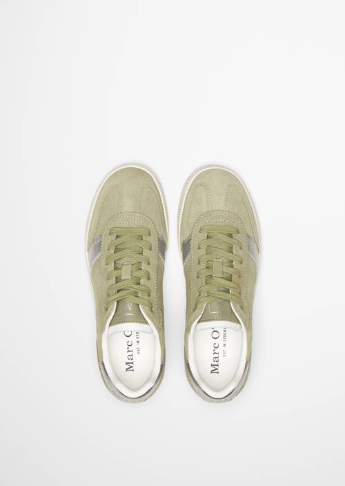 Sneaker made from high-quality cowhide - green | Sneakers | MARC O’POLO