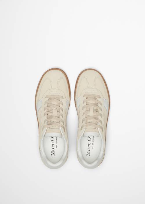 Sneaker made from high-quality cowhide - beige | Sneakers | MARC O’POLO
