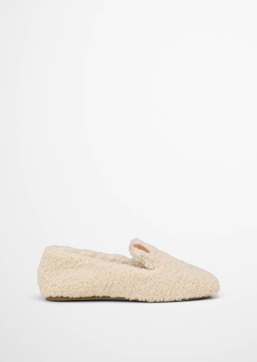 Chaussons en fourrure de coton teddy - blanc | Chaussures | MARC O’POLO